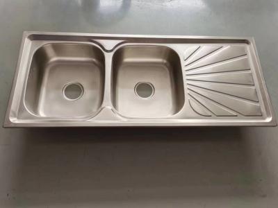 China 1 Faucet Hole Retangle Stainless Steel Double Bowl Sink for Kitchen for sale