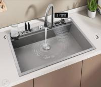 China 21cm Bowl Depth Apron Stainless Steel Kitchen Sink 3.5 Inch Drain Opening for sale