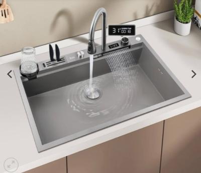 China 21cm Bowl Depth Apron Stainless Steel Kitchen Sink 3.5 Inch Drain Opening for sale