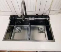 China 18 Gauge Handmade Kitchen Sink With Rear Or Center Drain Placement 220mm Bowl Depth for sale