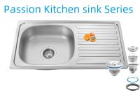 China 33 X 22 Inches Kitchen Sink With Drainboard Stainless Steel 18/10 Chromium/Nickel and Accessories Colander for sale