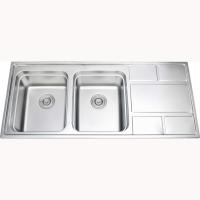 China Center Drain Placement Retangle Stainless Steel Double Bowl Sink With Up To You Overflow for sale