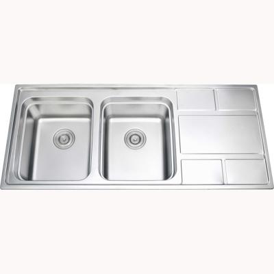 China Center Drain Placement Retangle Stainless Steel Double Bowl Sink With Up To You Overflow for sale