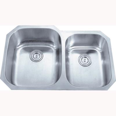 China 20 Guage Kitchen Stainless Steel Double Bowl Sink 32'' X 20'' for sale