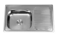 China sS201 Size 80X50cm Kitchen Sink With Drainboard 3 Tap Holes for sale