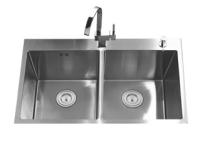 China Stainless Steel Universal Handmade Kitchen Sink 2 Equal Basin 210mm Depth for sale
