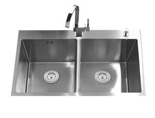 China Stainless Steel Universal Handmade Kitchen Sink 2 Equal Basin 210mm Depth for sale