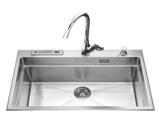 China High Capacity 80cm Single Bow Handmade Kitchen Sink Wear Resistant Finish for sale
