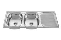 China 1200x500mm SUS201 Two Bowl Kitchen Sink With 1 Drainboard for sale