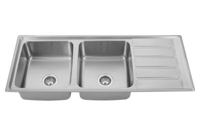 China Stainless Steel Double Bowl Sink Perfect For Commercial Kitchens for sale
