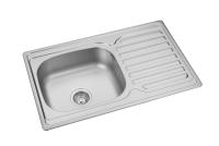 China Chromium Nickel Single Bowl Kitchen Sink With Drainboard 22 GAUGE for sale