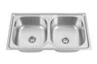 China Chromium Polished Kitchen Stainless Steel Dual Bowl Sink 85*48cm for sale