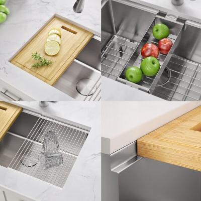 China Rectangular Topmount Kitchen Sink In Brushed Finish For 33 Inch Minimum Cabinet Size And Rectangular Bowls for sale