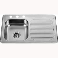 China Sink Drainboard Single Bowl Topmount Kitchen Sink With Three Tap Hole for sale