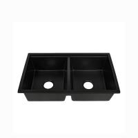 China Black Color 2 Equal Basin Quartz Stone Kitchen Sink 790 X 465mm for sale