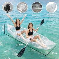 China 2-Person Inflatable PVC Kayak Folding Fishing Boat Thickened Assault Boat Transparent Outdoor Wading Rubber Boat for sale