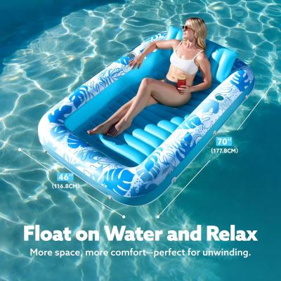 China PVC Inflatable Floating Bed ,water Floating Bed with Backrest, Swimming Pool and Beach Dual Use Inflatable Floating Mattress Bed for sale