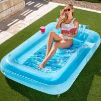 China Inflatable Floating Raft with Cup Holder, Tanning Pool Lounge Chair, Beach Sunbathing Pool,  Inflatable Transparent Floating Bed for sale