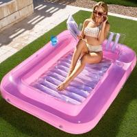 China Inflatable Floating Raft with Cup Holder, Tanning Pool Lounge Chair, Beach Sunbathing Pool,  Inflatable Transparent Floating Bed for sale