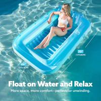 China Inflatable Floating Raft with Cup Holder, Tanning Pool Lounge Chair, Beach Sunbathing Pool,  Inflatable Transparent Floating Bed for sale