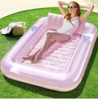 China Inflatable Floating Raft with Cup Holder, Tanning Pool Lounge Chair, Beach Sunbathing Pool,  Inflatable Transparent Floating Bed for sale
