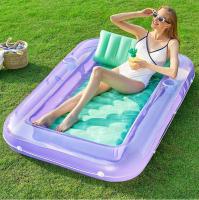 China Inflatable Floating Raft with Cup Holder, Tanning Pool Lounge Chair, Beach Sunbathing Pool,  Inflatable Transparent Floating Bed for sale
