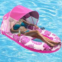 China PVC Inflatable Sunshade Floating Bed Canopy Pool Lounge Chair Detachable Floating Raft Backrest Hollow-Design for Beach Water for sale