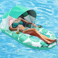 China PVC Inflatable Sunshade Floating Bed Canopy Pool Lounge Chair Detachable Floating Raft Backrest Hollow-Design for Beach Water for sale