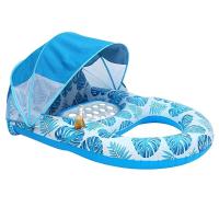 China PVC Inflatable Sunshade Floating Bed Canopy Pool Lounge Chair Detachable Floating Raft Backrest Hollow-Design for Beach Water for sale