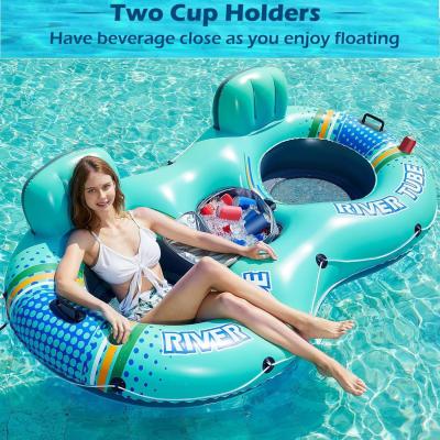 China Custom Inflatable Floating Raft Double Lounge Chair Mesh Water Float Bed Pool Mattress for sale