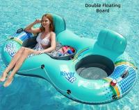 China Custom Inflatable Floating Raft Double Lounge Chair Mesh Water Float Bed Pool Mattress for sale