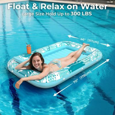 China Customized Summer Inflatable Black Floating Bed Outdoor Swimming Pool Sunbathing Lounge Chair Foldable Inflatable Floating Raft for sale