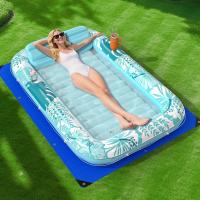 China Customized Summer Inflatable Black Floating Bed Outdoor Swimming Pool Sunbathing Lounge Chair Foldable Inflatable Floating Raft for sale