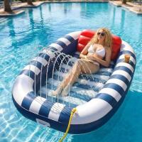 China Customized Summer Inflatable Black Floating Bed Outdoor Swimming Pool Sunbathing Lounge Chair Foldable Inflatable Floating Raft for sale