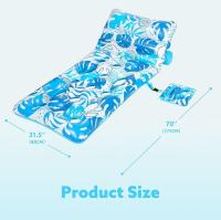 China Cross-border PVC Inflatable Raft Cup Holder Backrest Hollow-Design Floating Bed Tropical Leaf Patterned Beach Water Mattress for sale