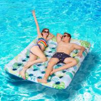 China PVC Inflatable Double Hole Floating Raft with Pillow, Customized Hollow Floating Bed, Inflatable Swimming Pool Floating Mat for sale