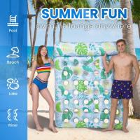 China PVC Inflatable Double Hole Floating Raft with Pillow, Customized Hollow Floating Bed, Inflatable Swimming Pool Floating Mat for sale