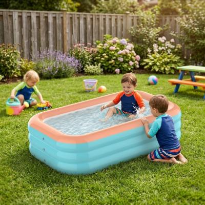 China Cross-border PVC Inflatable Rectangular Swimming Pool Portable Large-sized for Infants Adults Home Use Bathing Pool for sale