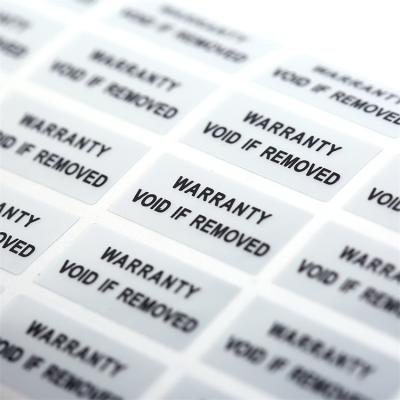 China Silver High Residue Void Tamper Proof Seal Label Total Transfer Custom Security for sale