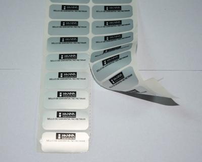 China Security Cut Warning Self Adhesive Security Labels PET Silver VOID Tamper Sticker for sale