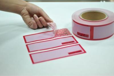 China Digital Number Printed Packing Tape / Tamper Seal Stickers With Perforation 100mm for sale
