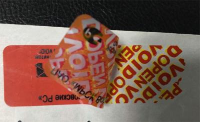 China Double Two Layer Tamper Evident Security Labels With Yellow VOID Stickers for sale