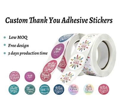 China Self Adhesive Custom Shape Waterproof Packaging Thank you Sticker Labels for sale