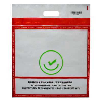 China Clear Tamper Evident Bag Security Tamper Proof Bags With Die Cut Handle for sale