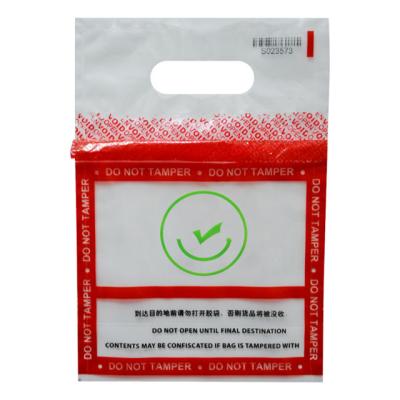 China Clear Tamper Evident Security Bags With Multiple Barcode Serial Numbers Duty Free Packing Bag for sale