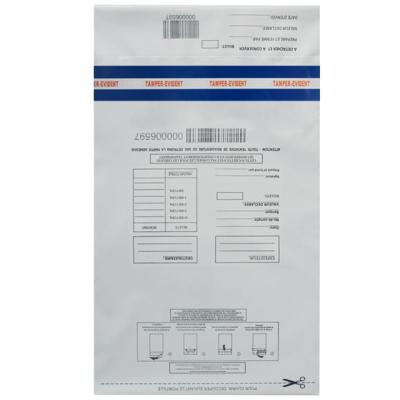 China Plastic Security Tamper Evident Bags With PET Permanent Tape Seal for sale