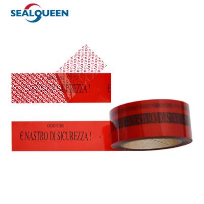 China Self Adhesive Tamper Proof Carton Box Sealing Tamper Evident Security Tape for sale