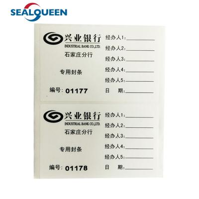 China Tamper Evident Self Seal Bag Security Sealing Label Custom Design for Bank for sale