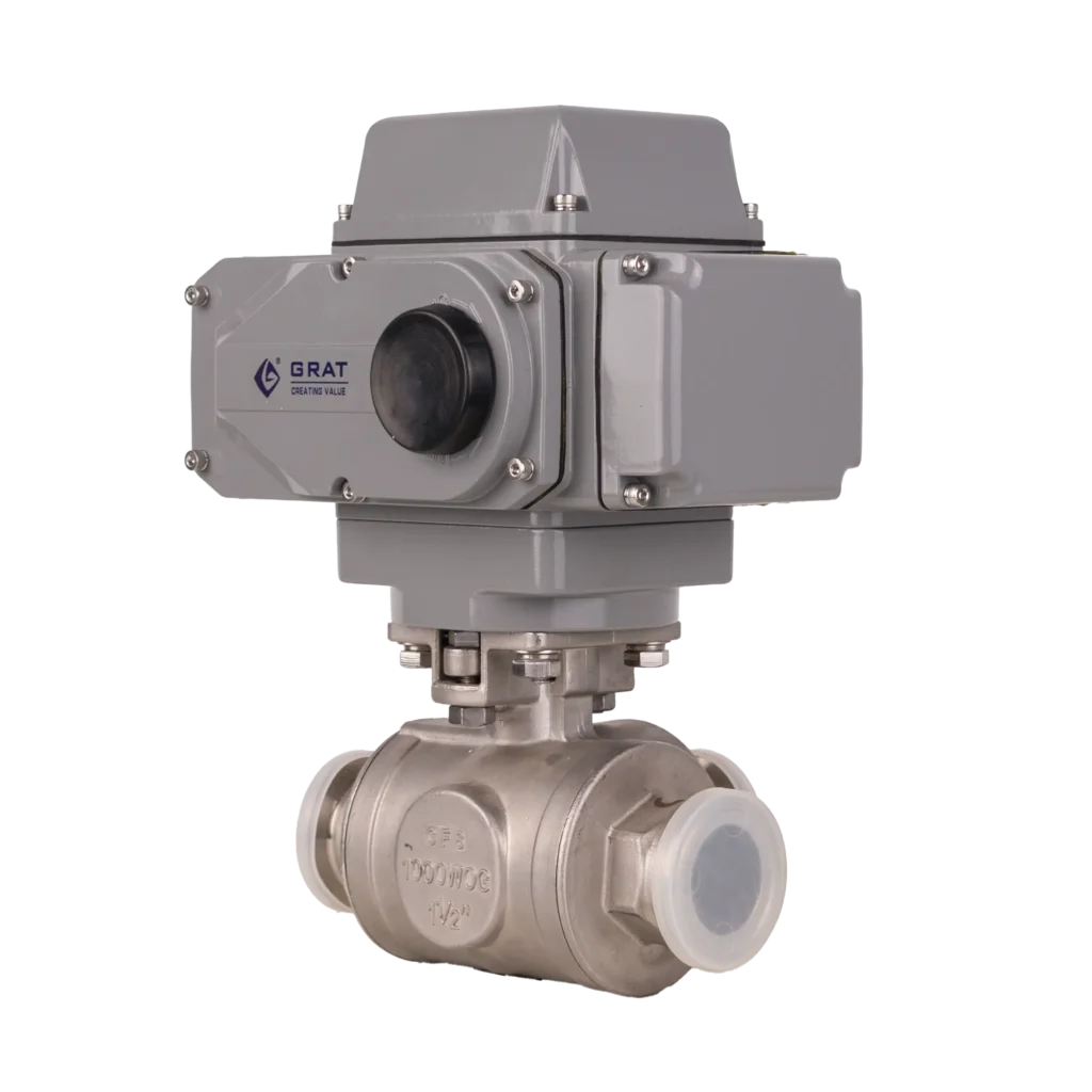 Sanitary Clamp Electric Three-Way Ball Valve GRAT SS316L Clamped Electric Ball Valve