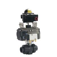 China Failed Close UPVC On Off Pneumatic Ball Valve For Acid Alkali Corrosive Liquid for sale